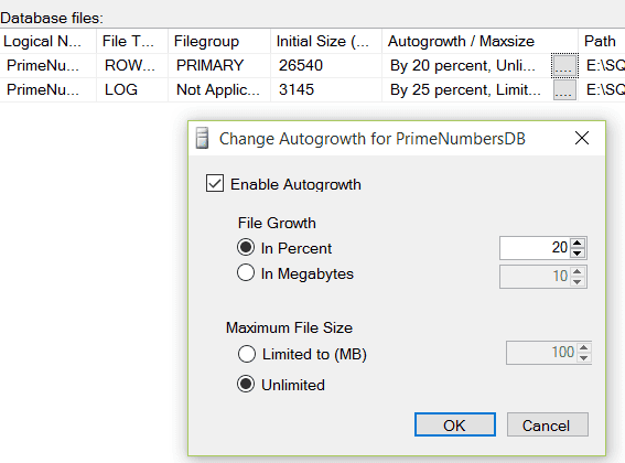 Percent Autogrowth Enabled