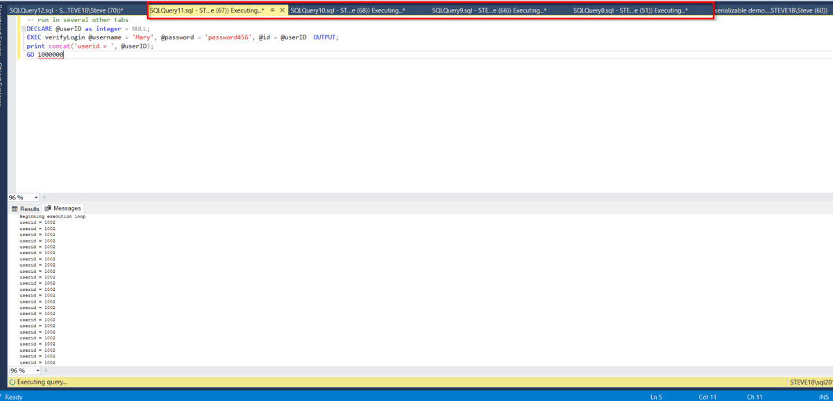 SERIALIZABLE ISOLATION LEVEL - Database Health Monitor